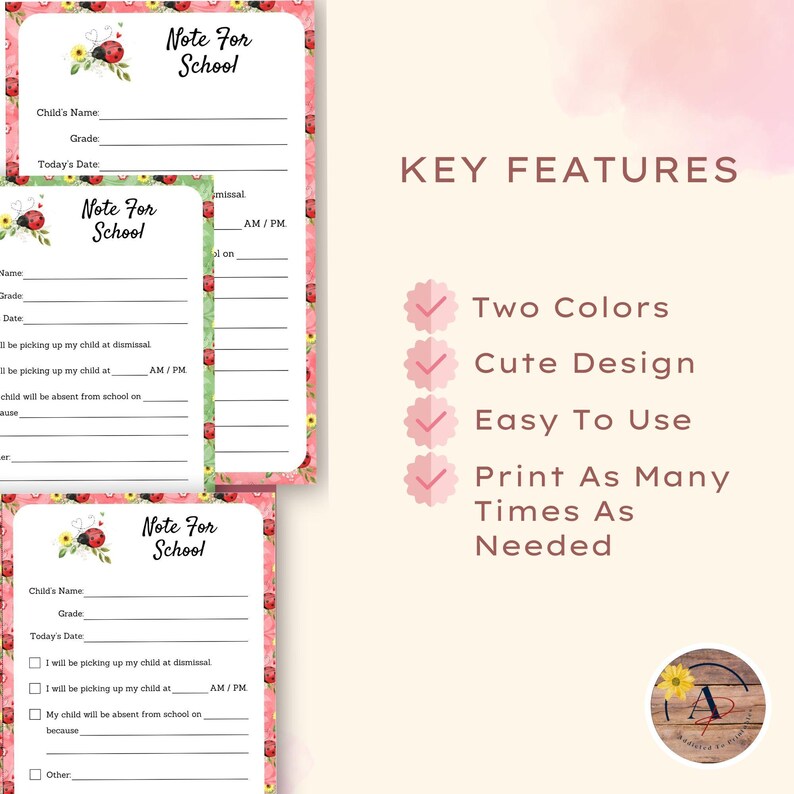 Printable Note From Home PDF | School Note From Home | Printable School ...