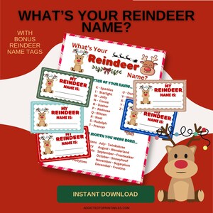 What's Your Reindeer Name Game | Printable Reindeer Name Generator Game ...