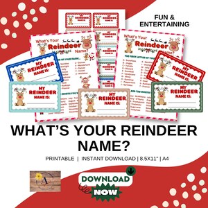 What's Your Reindeer Name Game | Printable Reindeer Name Generator Game ...