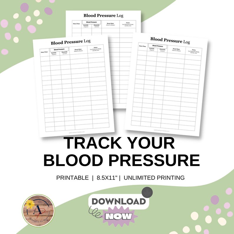 Ink Saver Printable Blood Pressure Log PDF | Blood Pressure Tracker ...