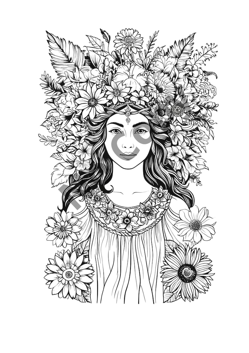52 Unique Faces and Flowers Coloring Pages Creative Kit for Adults and ...