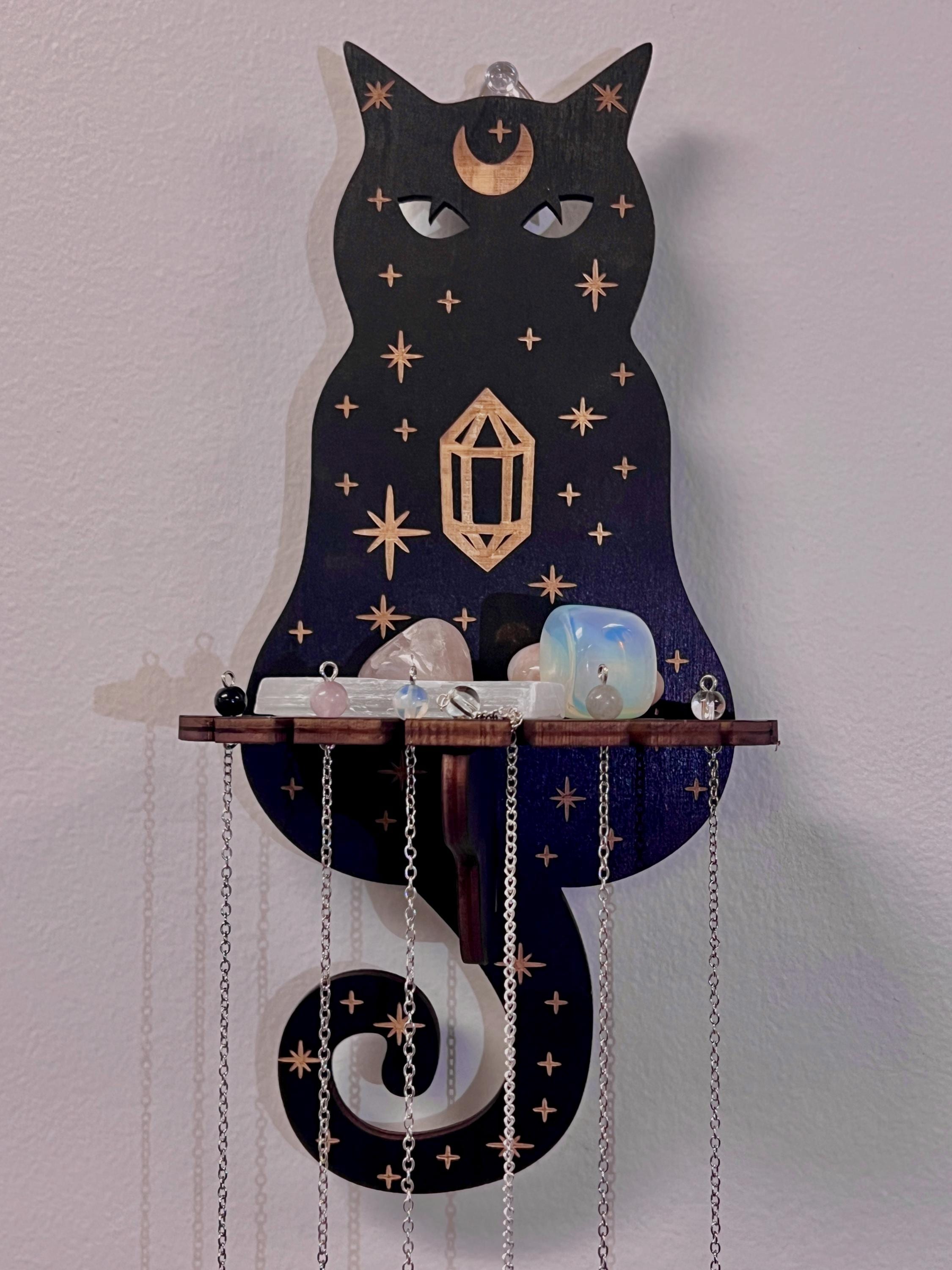 Wood Crystal Shelf Moon Altar Shelf for Pendulum Display Boho Butterfly ...