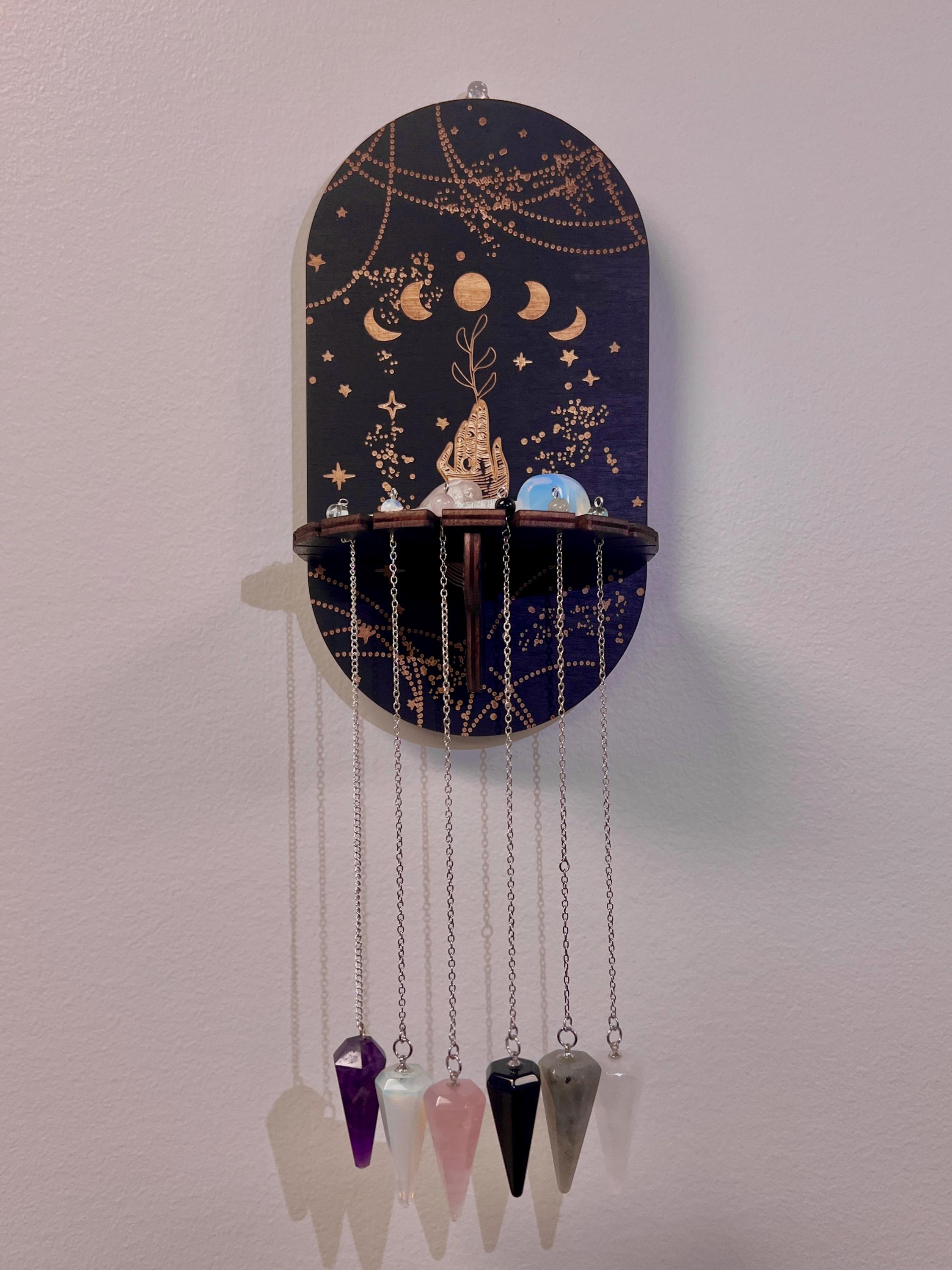 Wood Crystal Shelf Moon Altar Shelf for Pendulum Display Boho Butterfly ...
