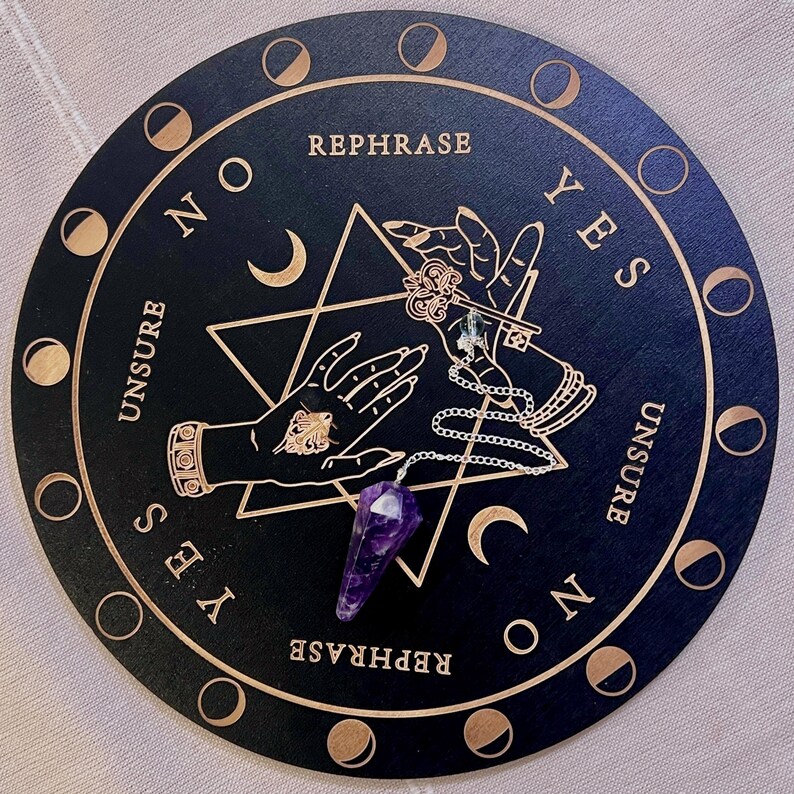 Natural Crystal Pendulum Board Set Amethyst Rose Quartz Obsidian ...