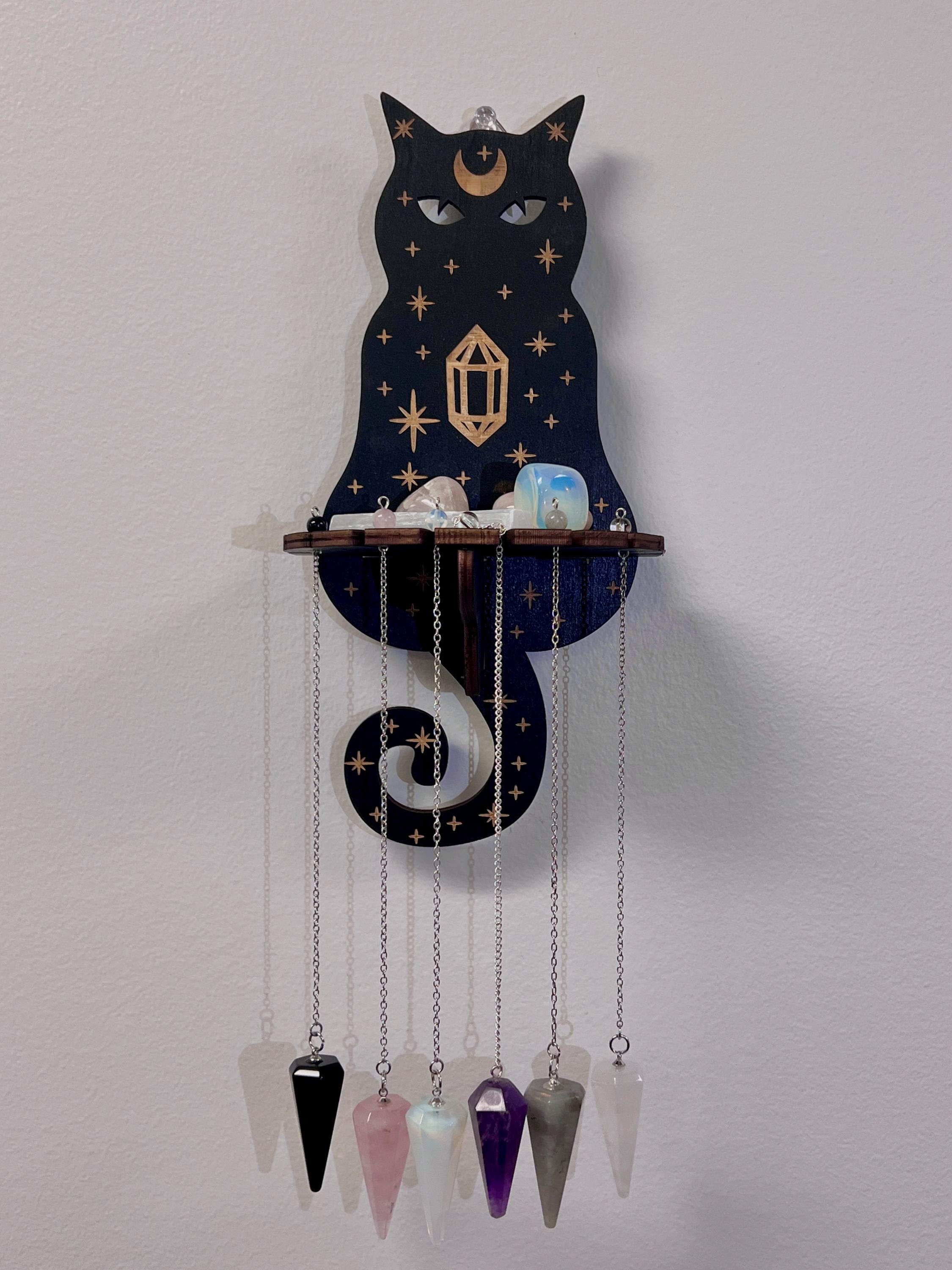 Wood Crystal Shelf Moon Altar Shelf for Pendulum Display Boho Butterfly ...