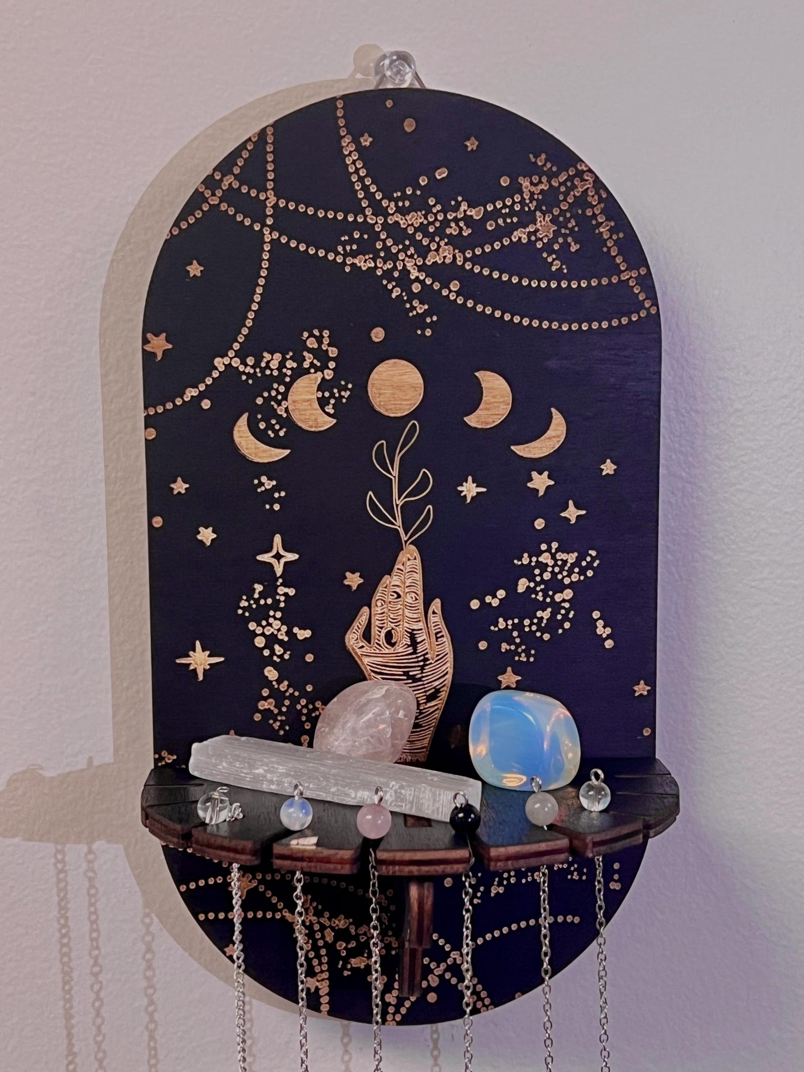 Wood Crystal Shelf Moon Altar Shelf for Pendulum Display Boho Butterfly ...
