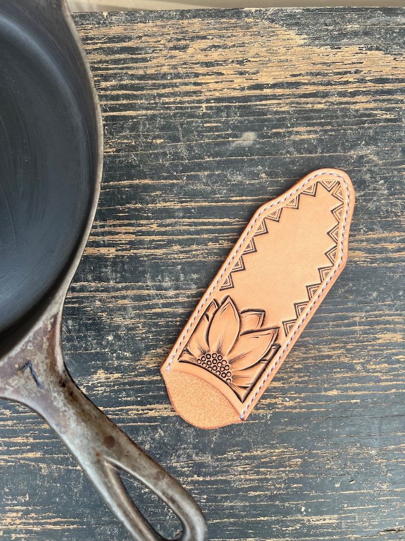 Leather Cast Iron Skillet Handle Cover - Etsy
