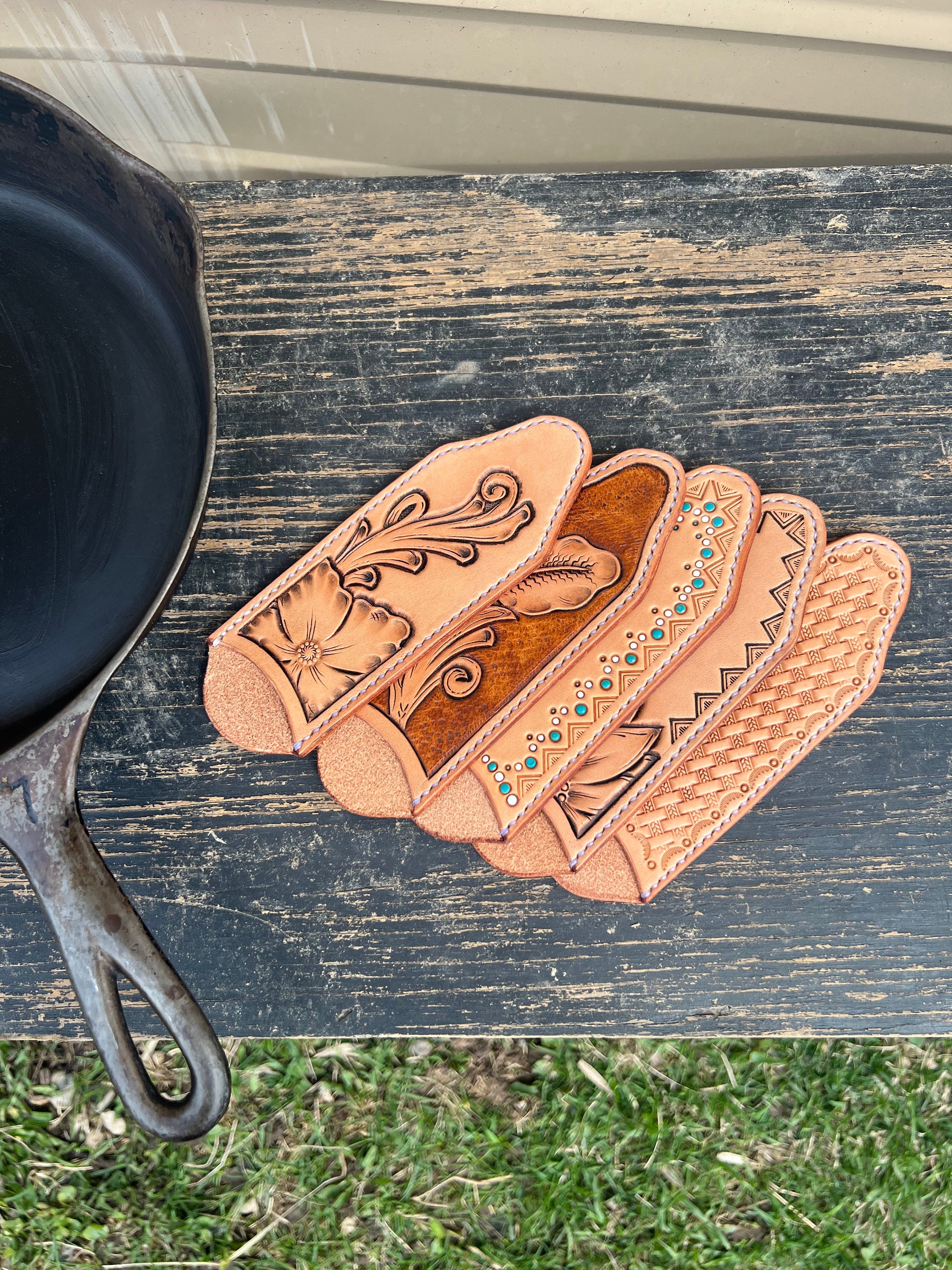 Leather Cast Iron Skillet Handle Cover - Etsy