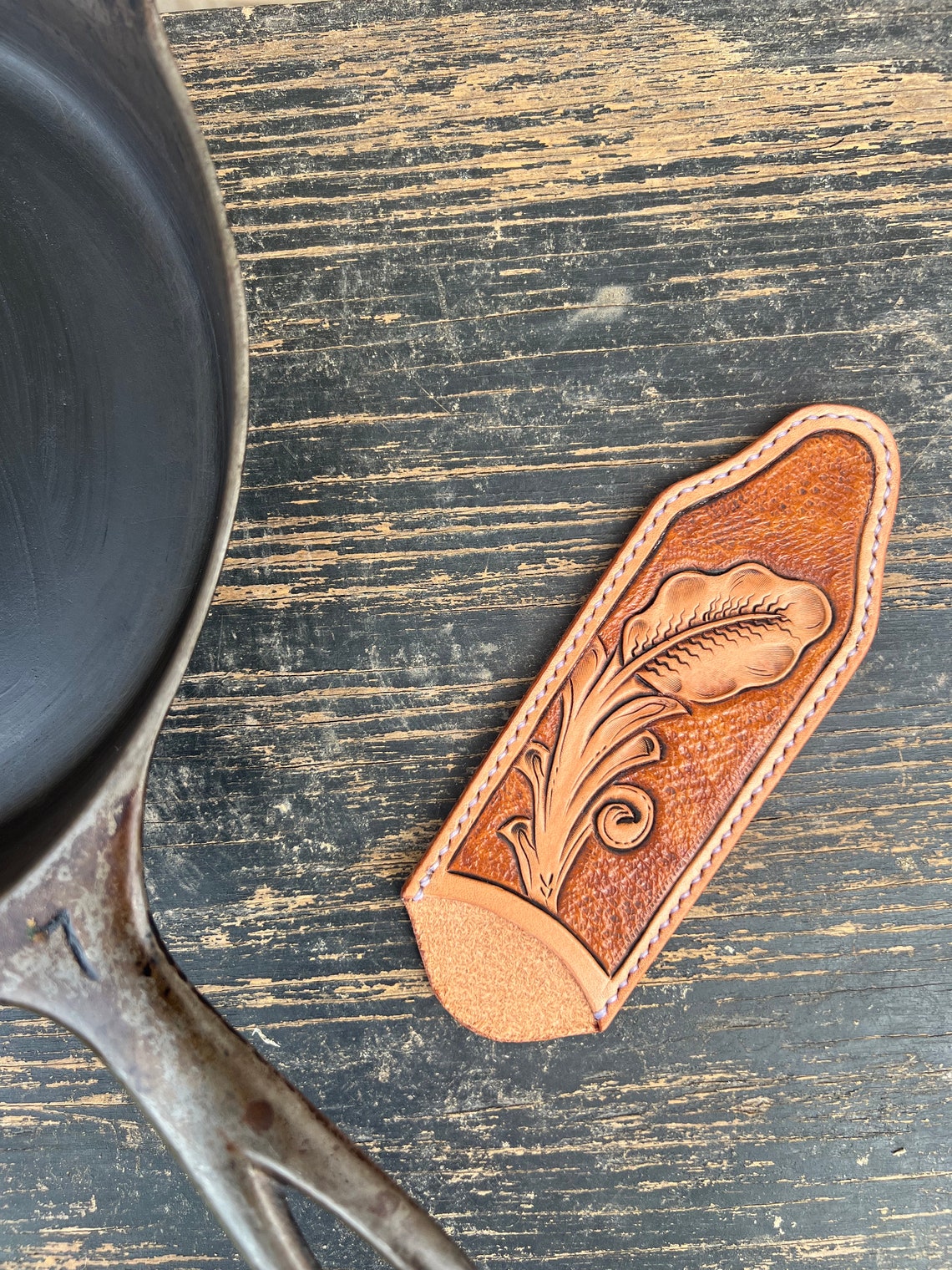 Leather Cast Iron Skillet Handle Cover - Etsy