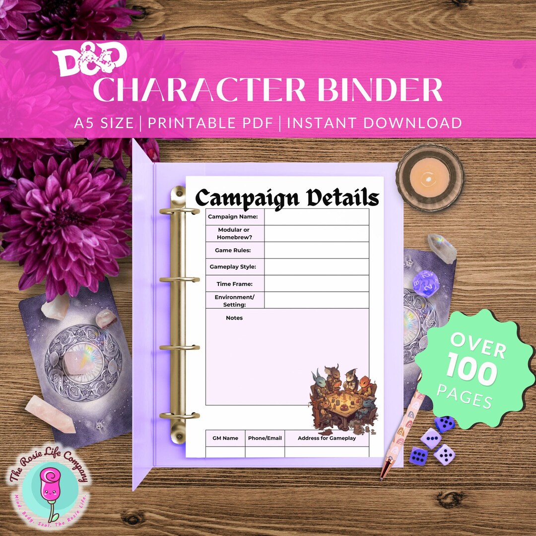 Lovely Purple DND & TTRPG Character Booklet - Etsy