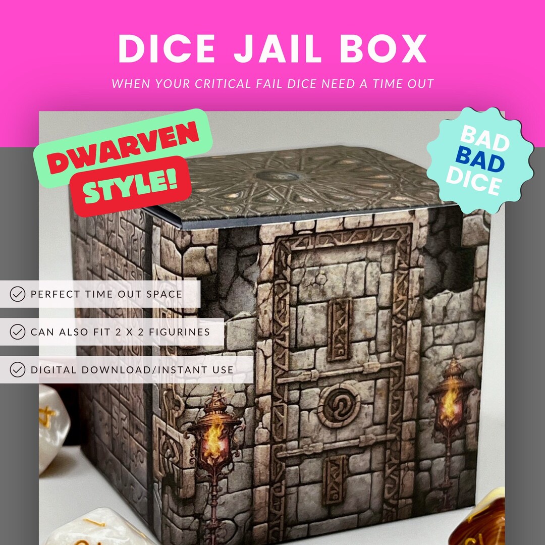 Dwarven Dice Jail Box DIY Craft for TTRPG Gift With Purchase Printable ...