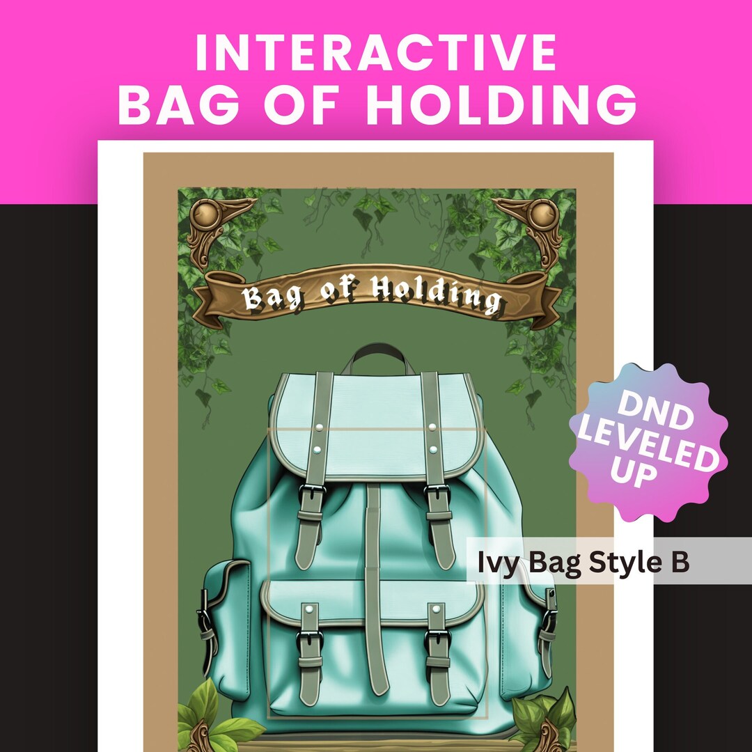 Dnd Blue Bag of Holding: Style Green Ivy Holds Actual Spell, Magic and ...
