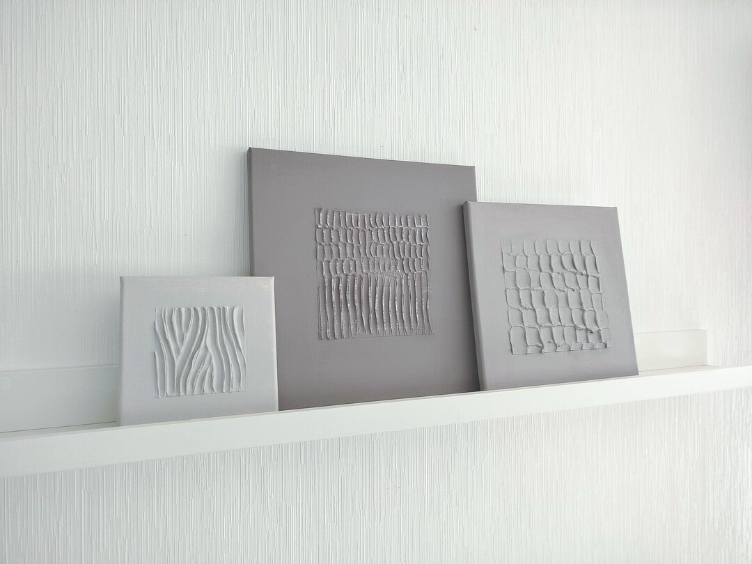 WABI SABI Struktur Gemälde Taupe Helles Taupe Hellgrau Set 3 Stück ...