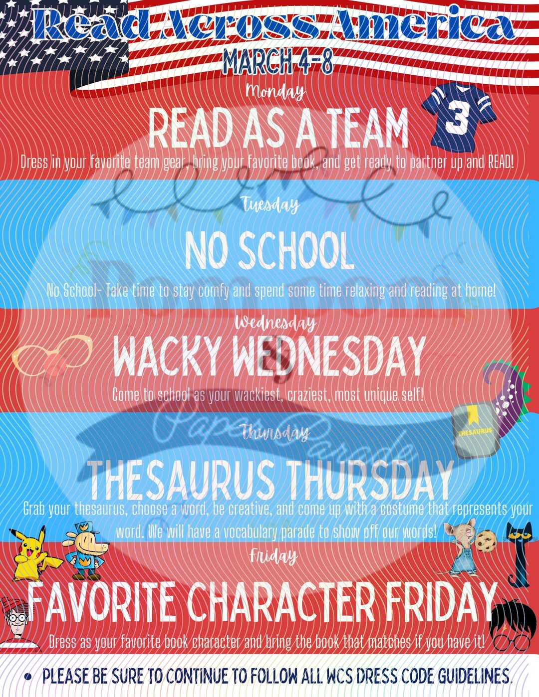 Editable School Spirit Week Flyer, PTO/PTA Event (digital Download) - Etsy