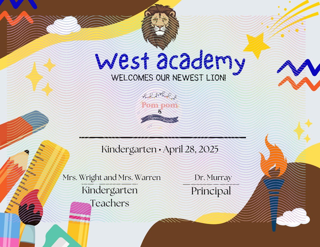 DIGITAL Kindergarten Signing Day Certificate Printable - Etsy