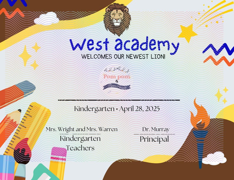 DIGITAL Kindergarten Signing Day Certificate Printable - Etsy