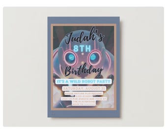 Editable Birthday Invitation in Canva, Wild Robot Theme, Printable ...