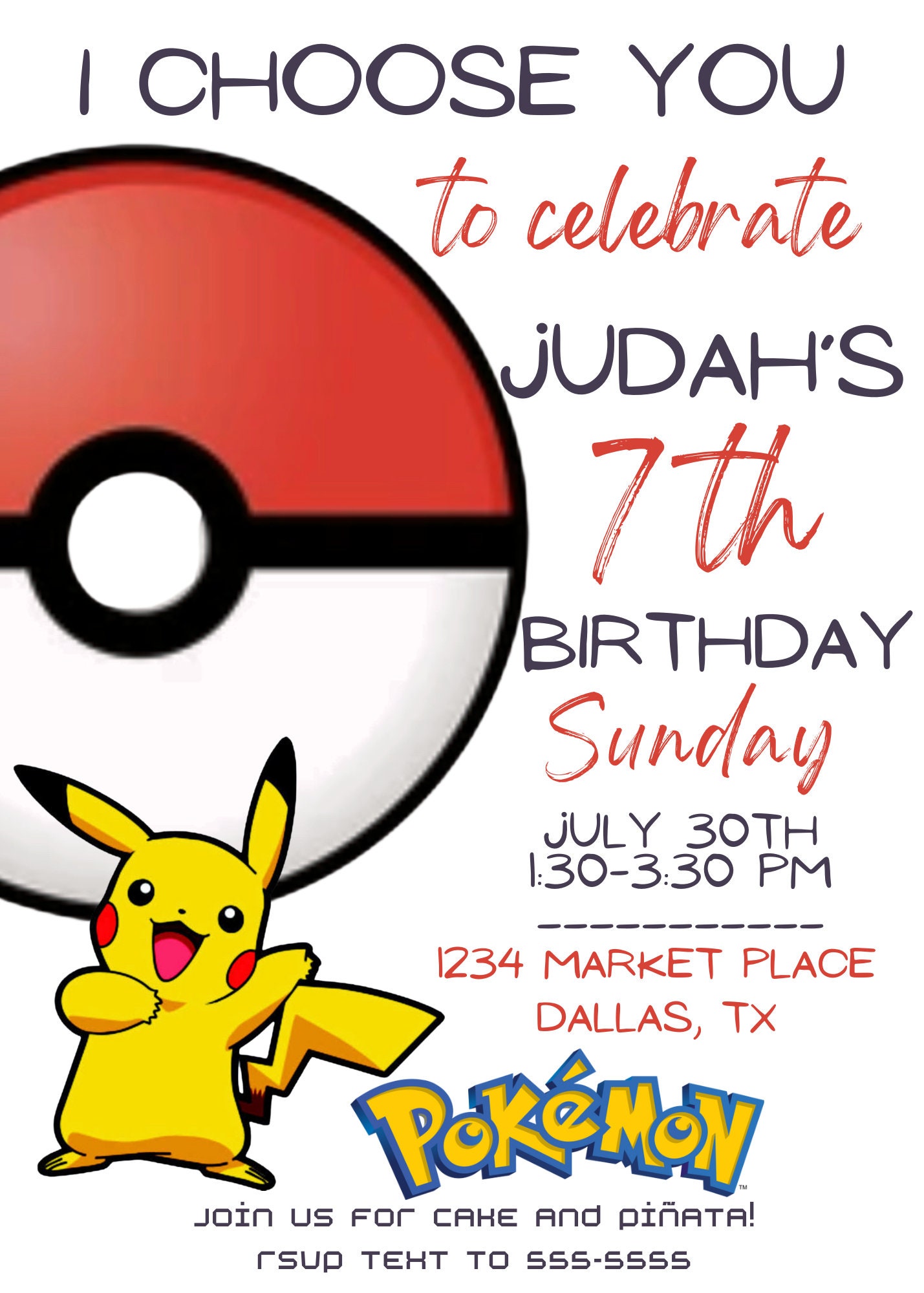 DIGITAL Pokemon Pikachu Party Invitation Template - Etsy
