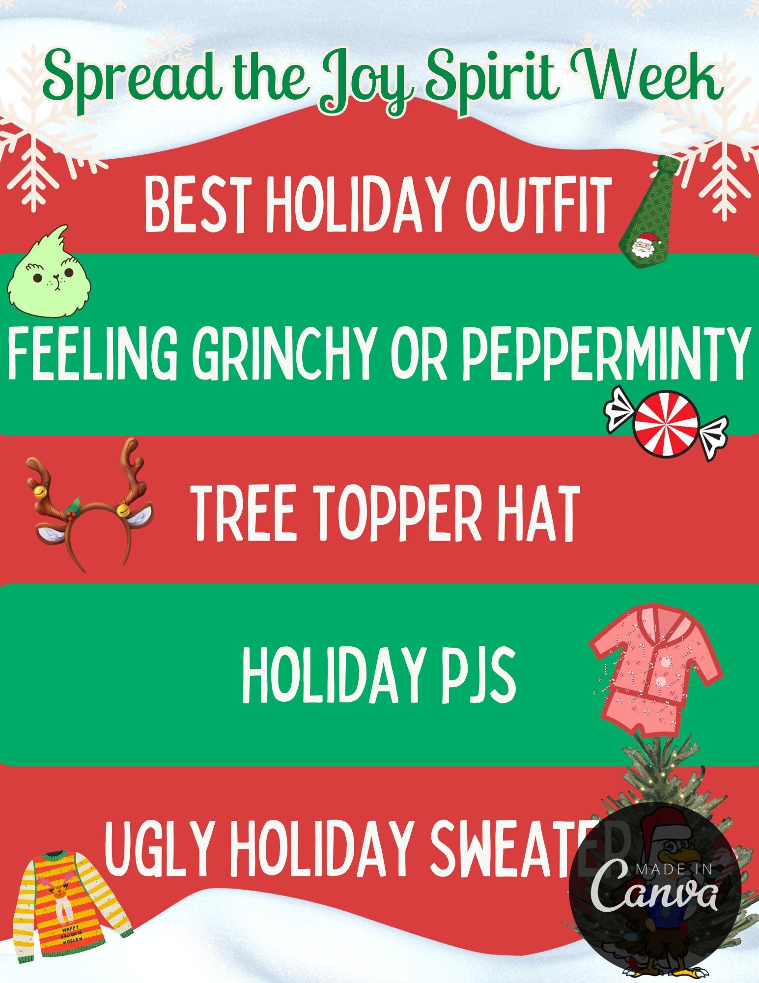 DIGITAL/EDITABLE PTO School Holiday Spirit Week Template - Etsy