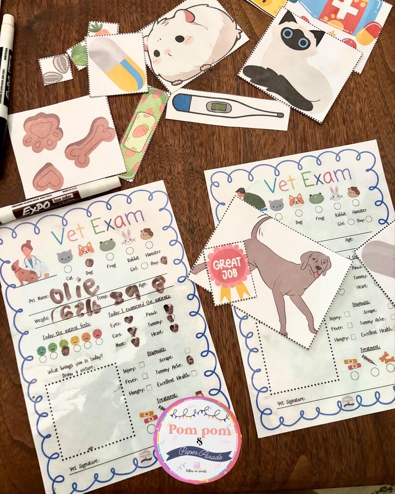 Dramatic Play Vet Office Kit, Pretend Play Exam Cards (instant Download ...