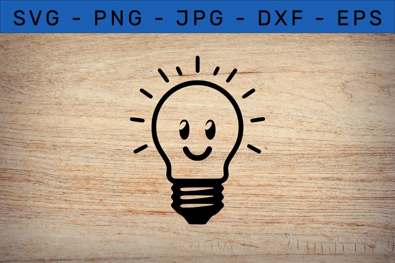 Light Bulb Smiley Face Digital Image for T-shirts & More Instant ...