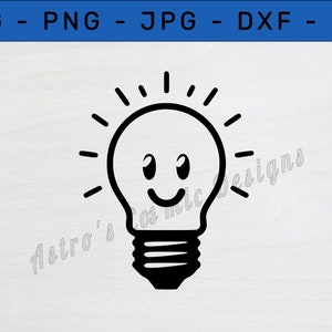 Light Bulb Smiley Face Digital Image for T-shirts & More Instant ...