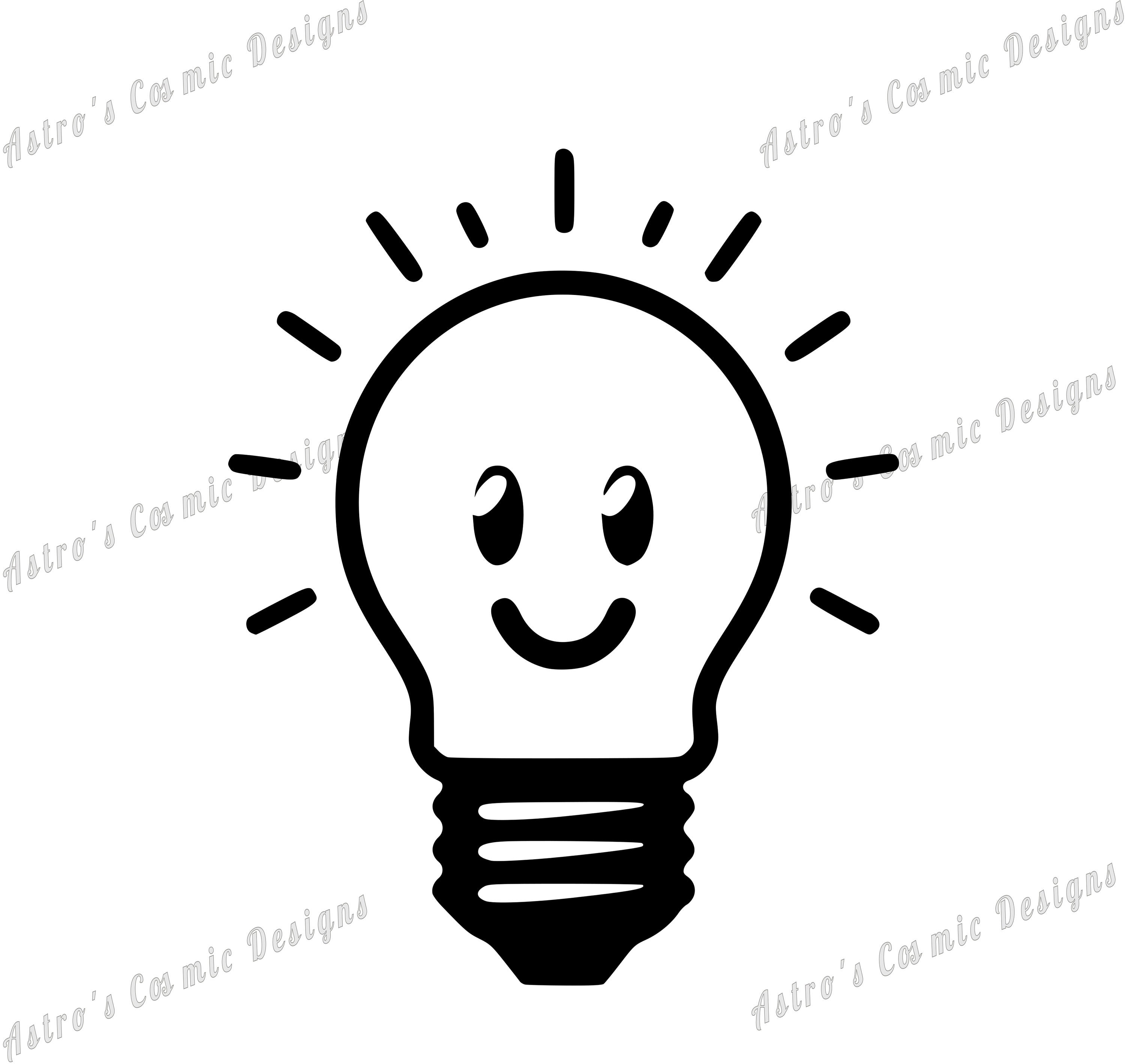 Light Bulb Smiley Face Digital Image for T-shirts & More Instant ...