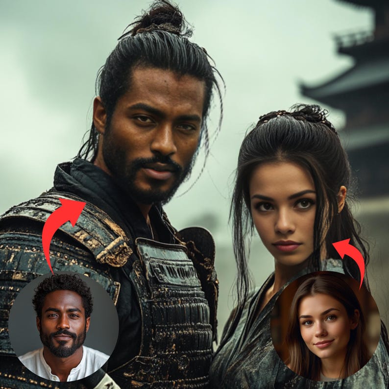 Personalized Samurai Couple Portrait – Custom Digital Art From Your ...