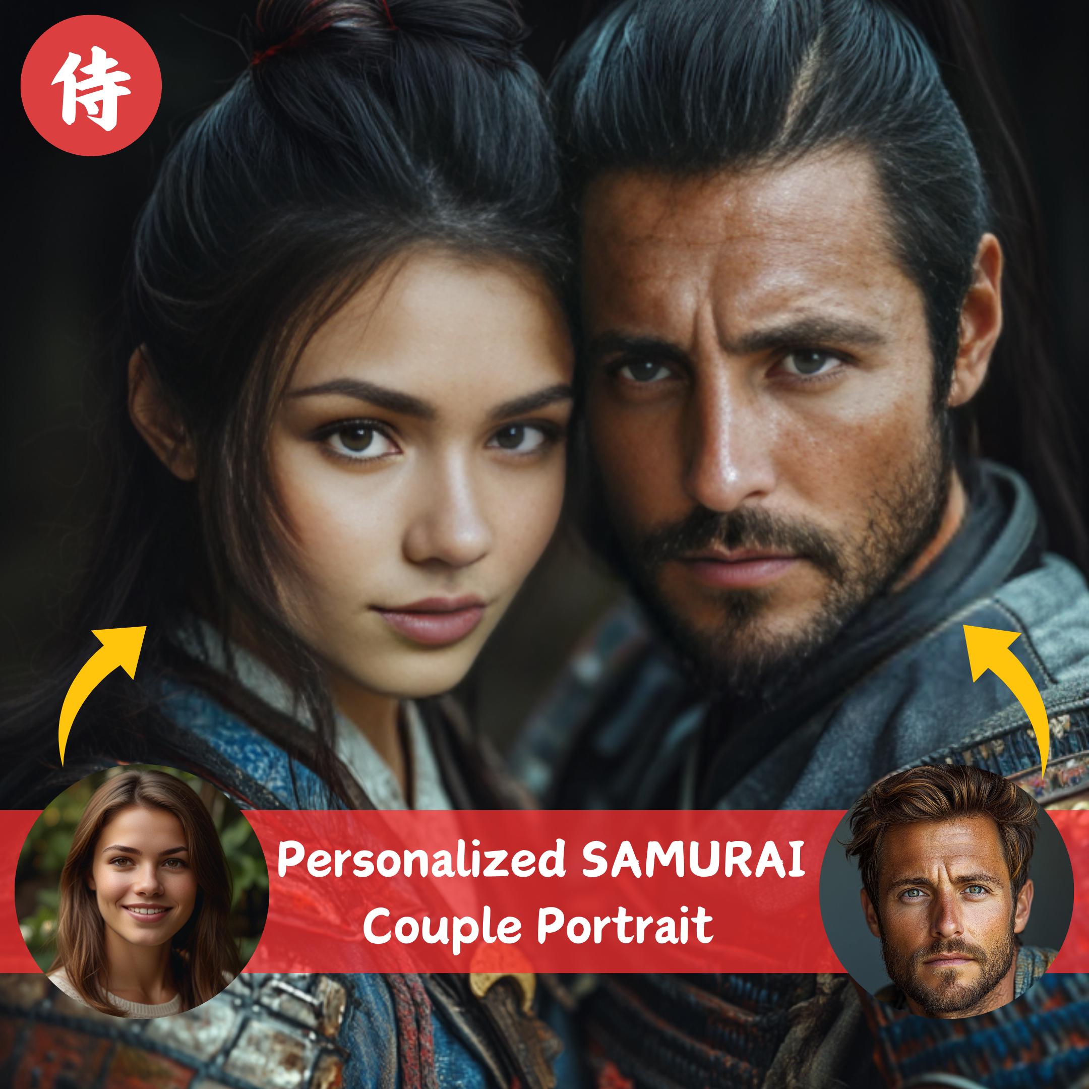 Personalized Samurai Couple Portrait – Custom Digital Art From Your ...