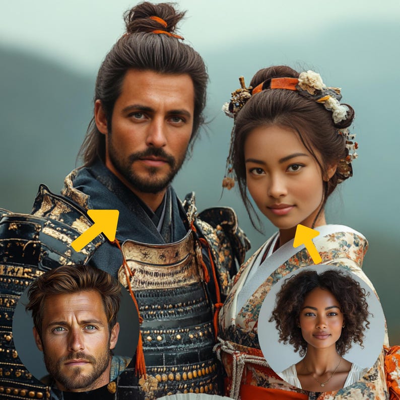 Personalized Samurai Couple Portrait – Custom Digital Art From Your ...