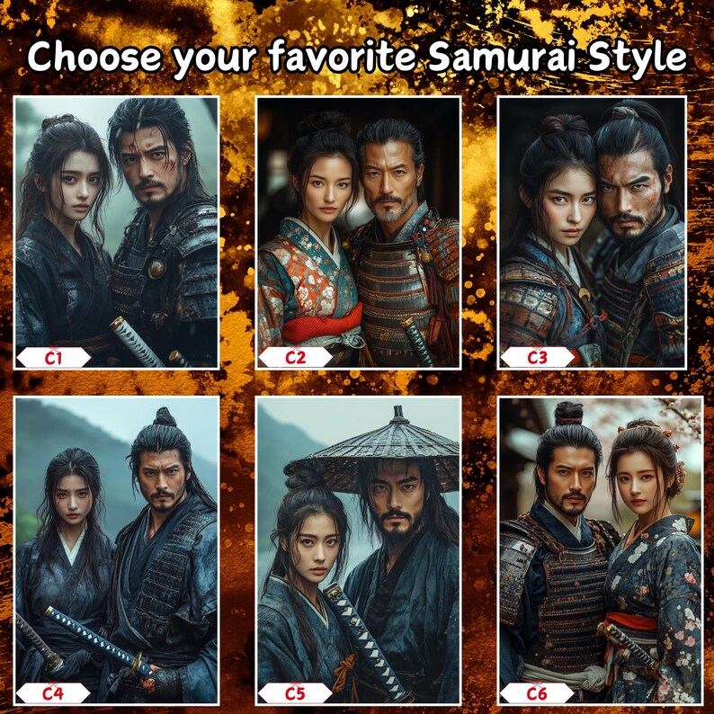 Personalized Samurai Couple Portrait – Custom Digital Art From Your ...