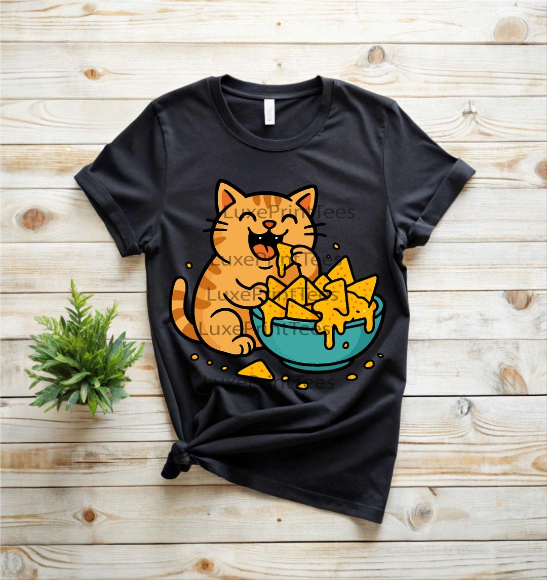 Cute Cat Eating Nachos PNG | Funny Cat Lover Digital Download | Nacho ...