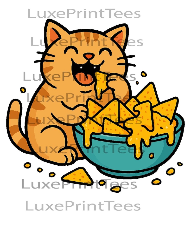 Cute Cat Eating Nachos PNG | Funny Cat Lover Digital Download | Nacho ...