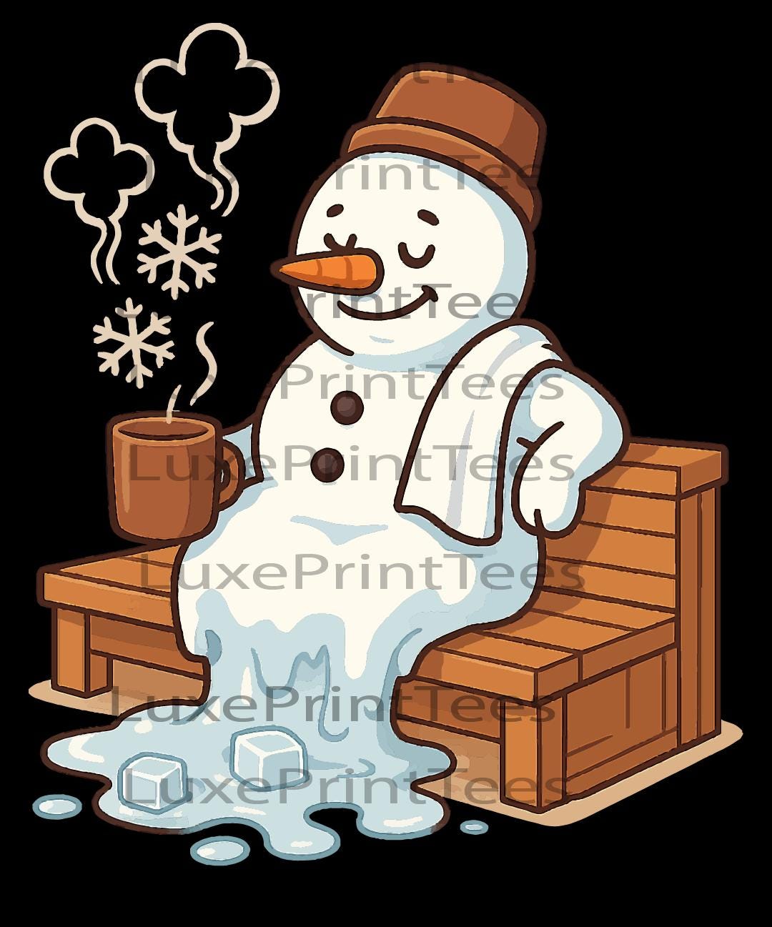 Funny Melting Snowman PNG | Christmas Sauna Design (digital Download ...