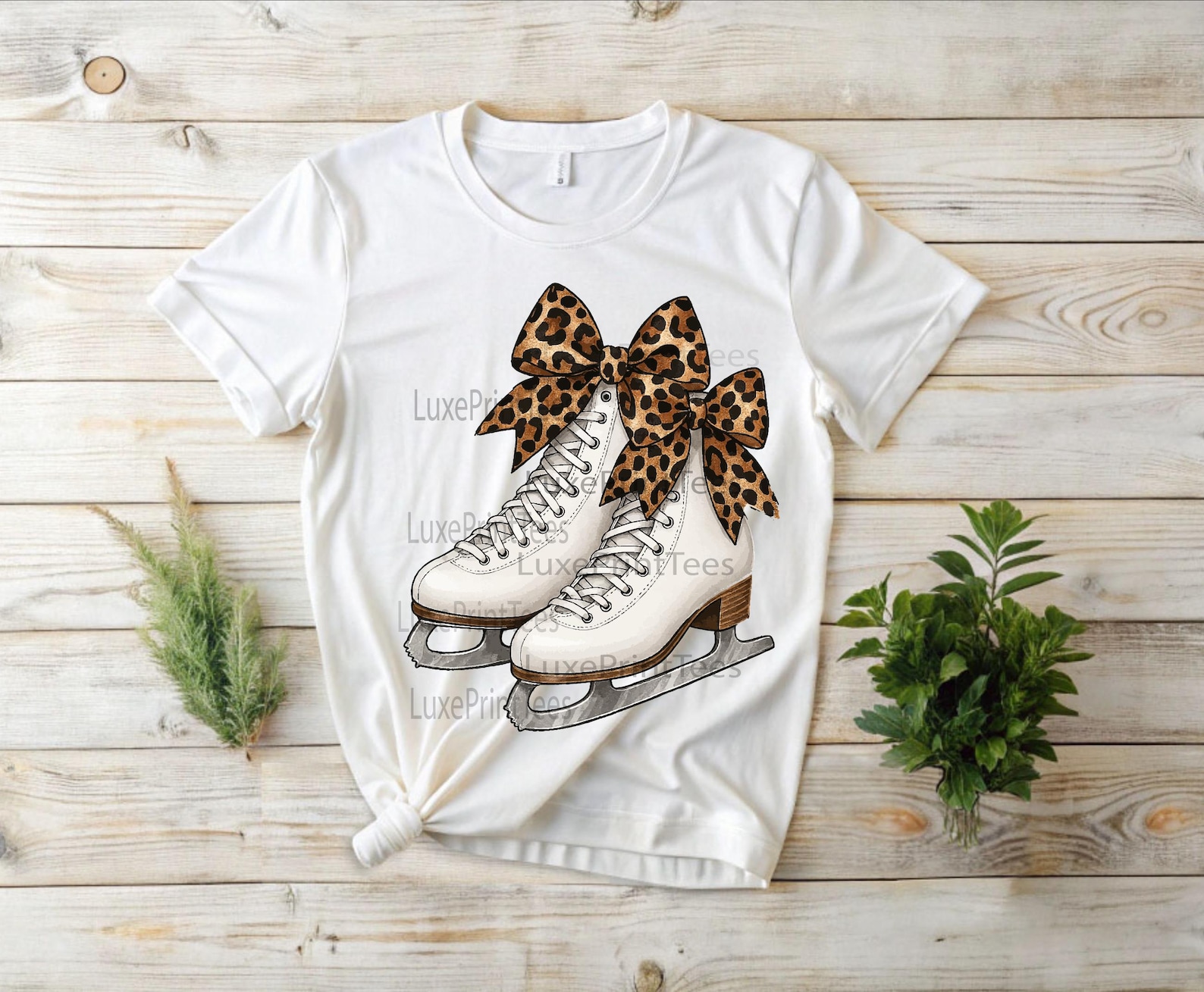Ice Skates PNG, Leopard Bow Ice Skates Clipart, Winter Skating PNG ...