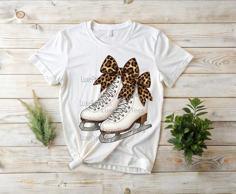 Ice Skates PNG, Leopard Bow Ice Skates Clipart, Winter Skating PNG ...