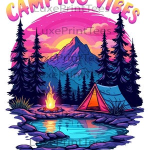 Camping Vibes PNG, Retro Campfire Sublimation, Tent Camper Clipart ...