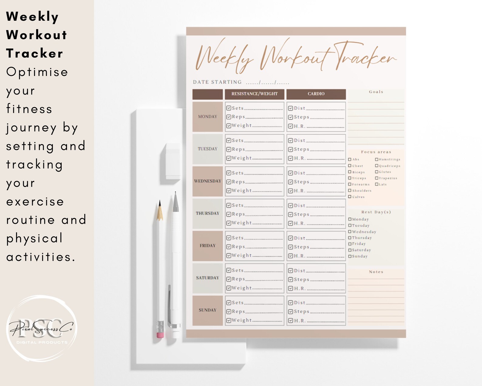 Printable Weekly Health and Fitness Planner, Instant Download PDF ...