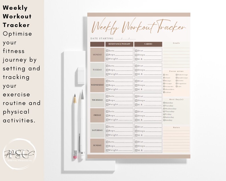 Printable Weekly Health and Fitness Planner, Instant Download PDF ...