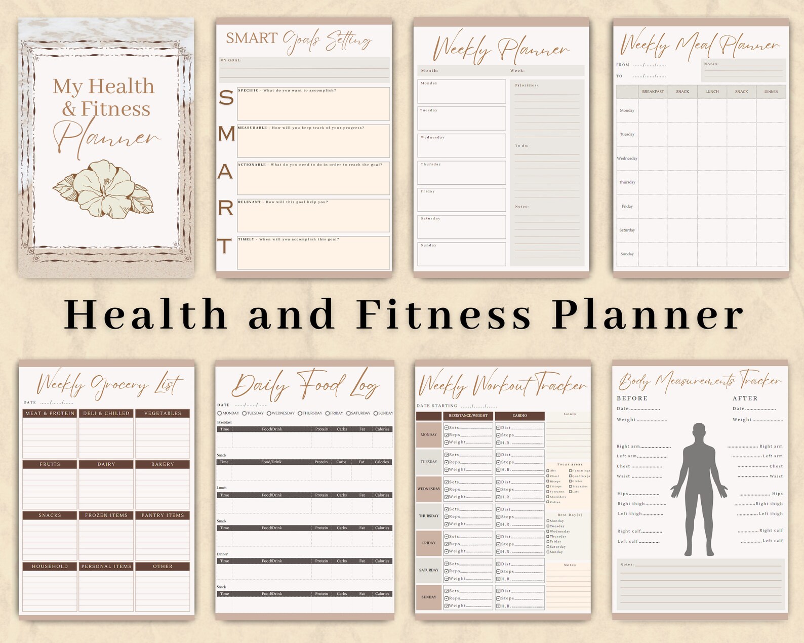 Printable Weekly Health and Fitness Planner, Instant Download PDF ...