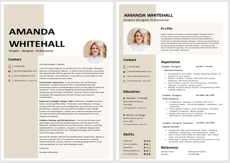 CV and Cover Letter TEMPLATE - EDITABLE Resume Word Document ...