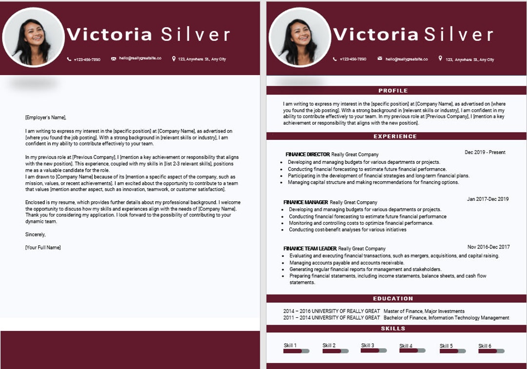 CV and Cover Letter TEMPLATE EDITABLE Resume Word Document. - Etsy