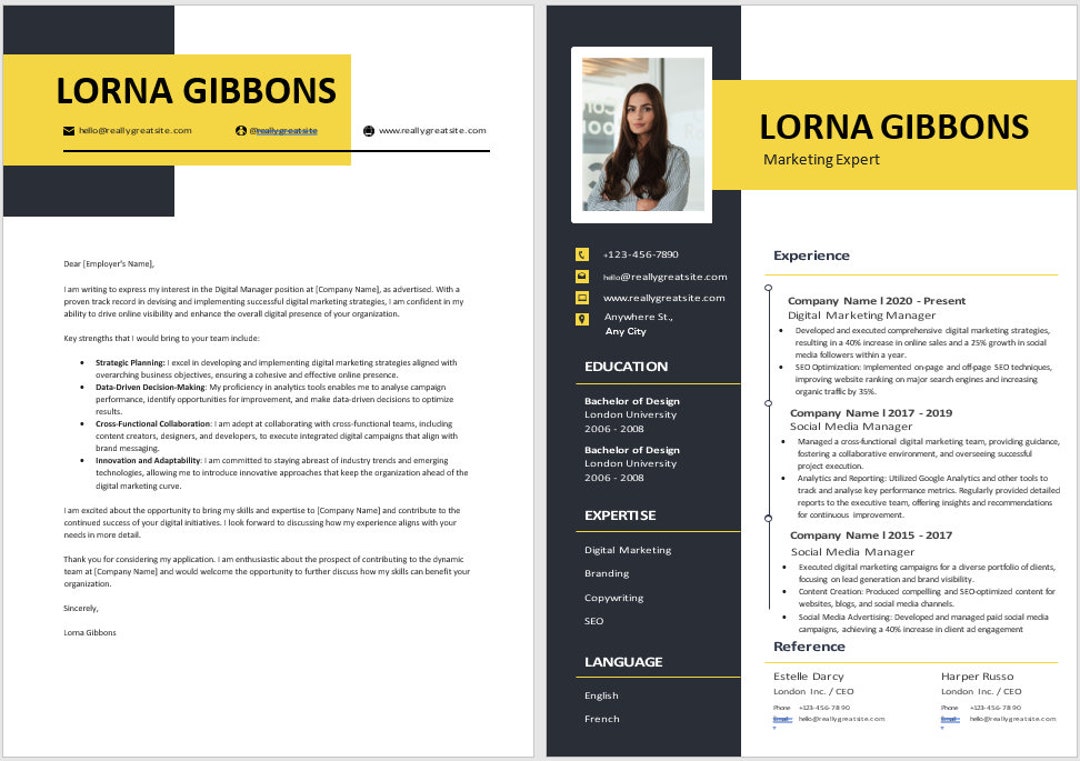 CV and Cover Letter TEMPLATE EDITABLE Resume Word Document. Curriculum Vitae - Etsy