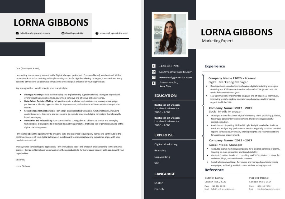 CV and Cover Letter TEMPLATE - EDITABLE Resume Word Document ...