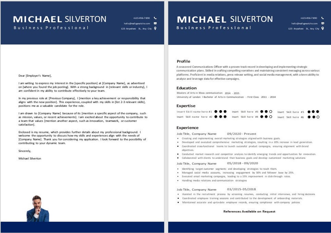 CV and Cover Letter TEMPLATE - EDITABLE Resume Word Document ...