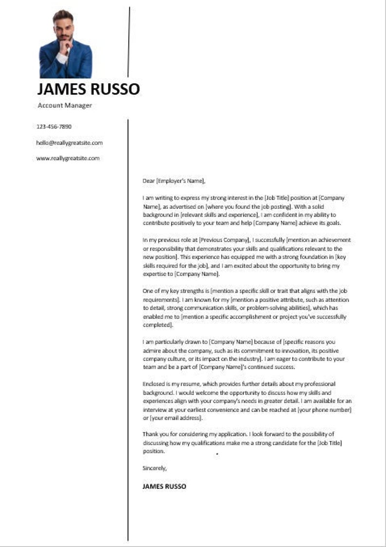 Cover Letter TEMPLATE - EDITABLE Resume Word Document. - Etsy