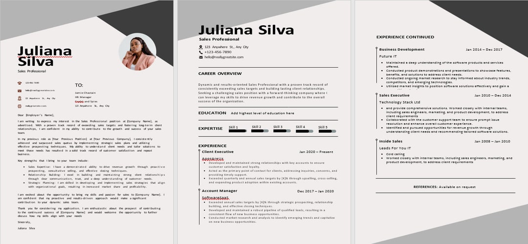CV and Cover Letter TEMPLATE - EDITABLE Resume Word Document ...