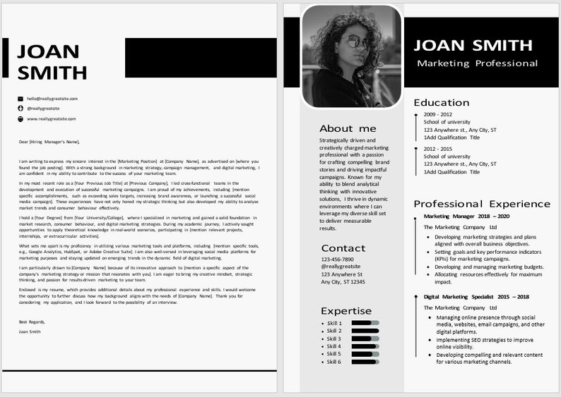 CV and Cover Letter TEMPLATE - EDITABLE Resume Word Document ...