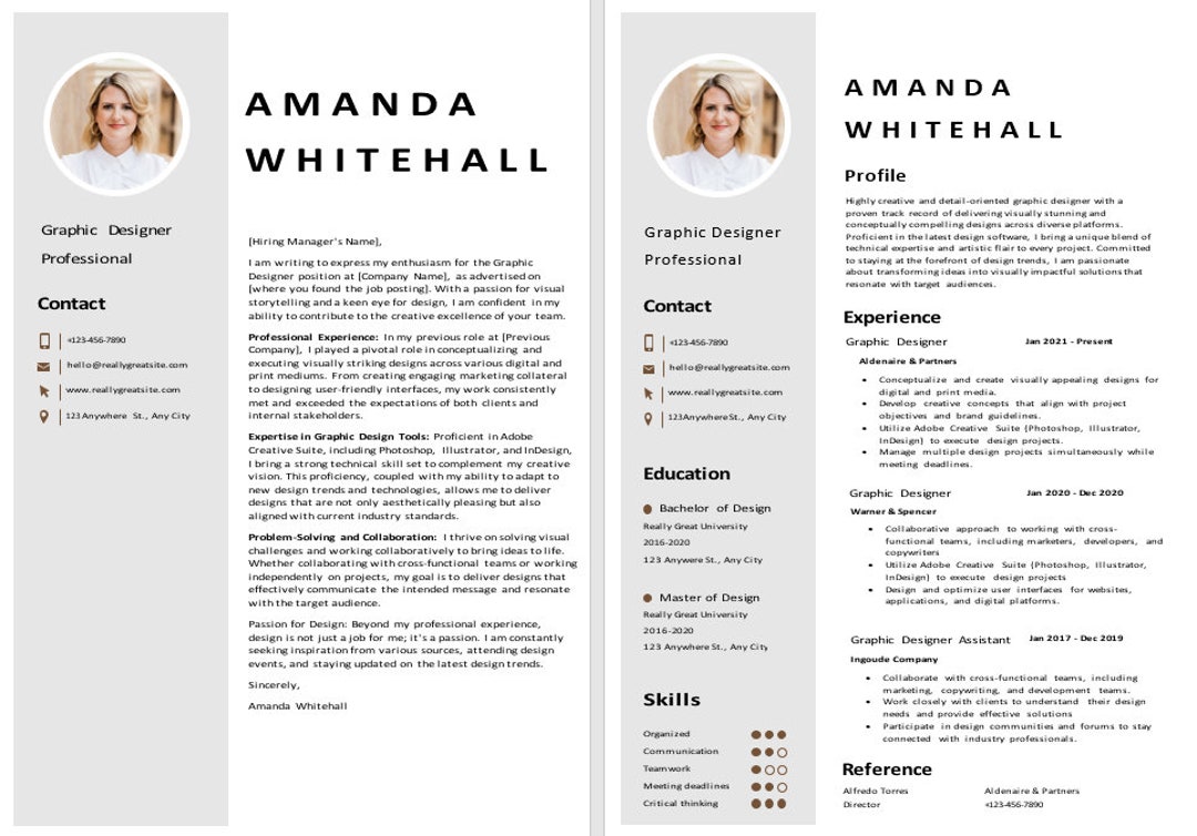 CV and Cover Letter TEMPLATE - EDITABLE Resume Word Document ...