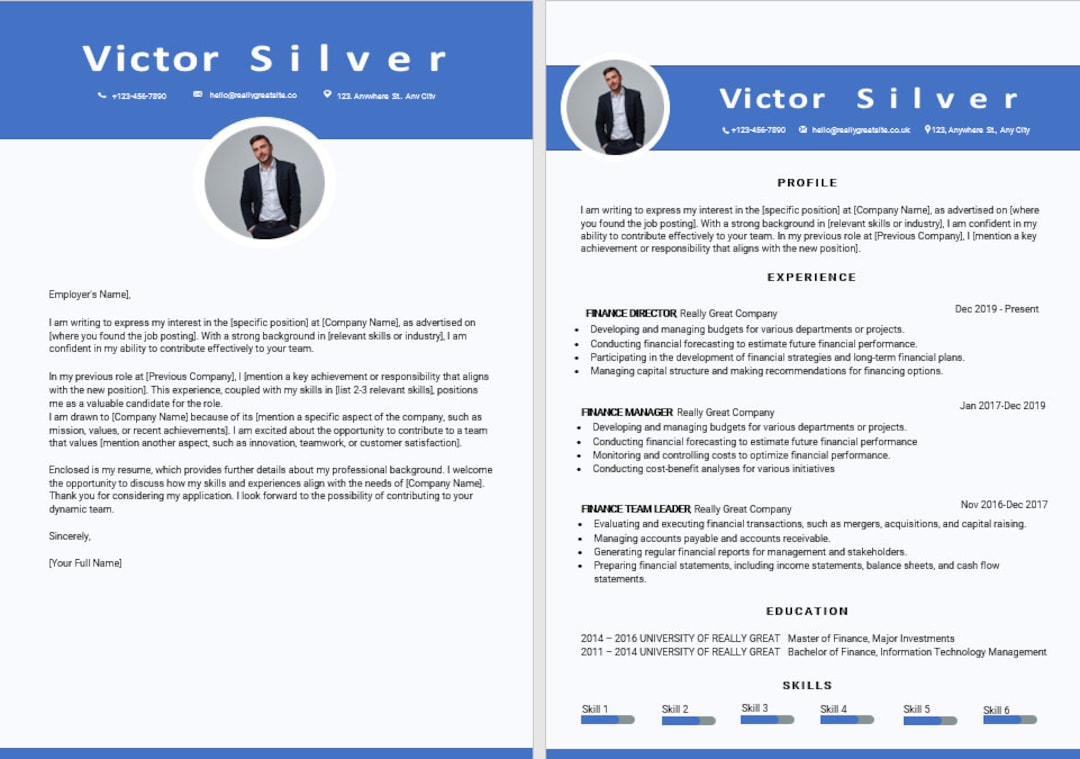 CV and Cover Letter TEMPLATE - EDITABLE Resume Word Document ...
